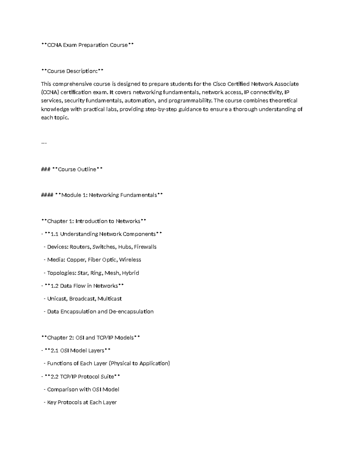 C2 - fun - CCNA Exam Preparation Course Course Description: This ...