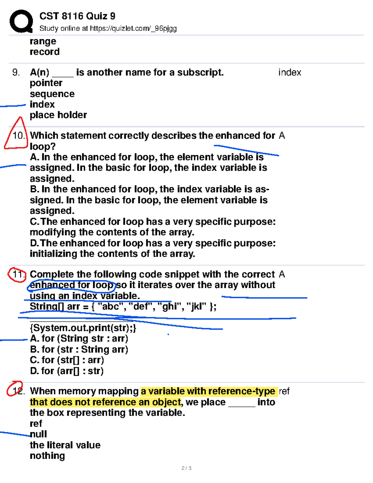 CST 8116 Quiz 9 - Copy 2 - QUIZ PRACTICE - CST 8116 Quiz 9 Study online ...