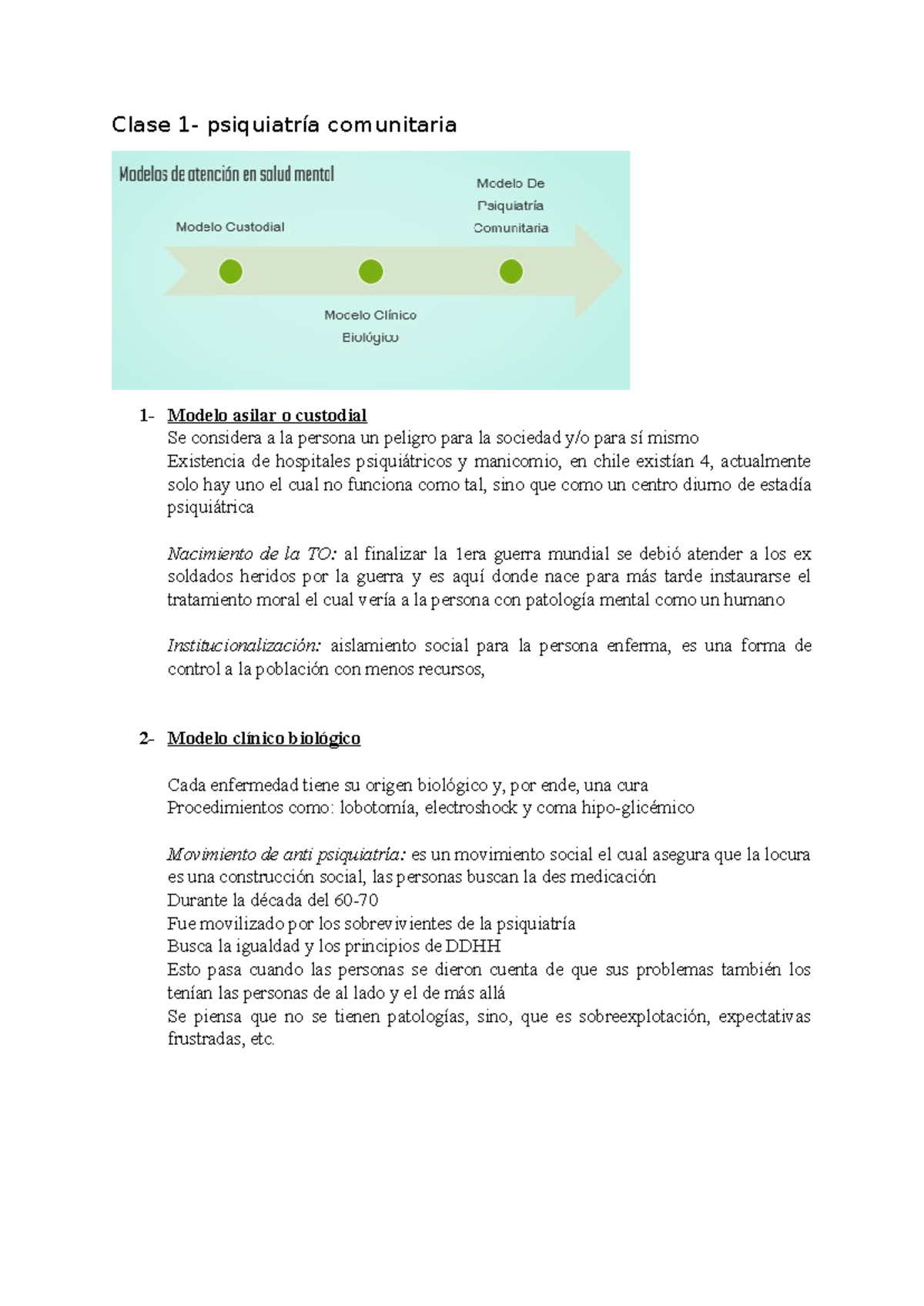 Resumen modelo EVR1 - ,mjn - Clase 1- psiquiatría comunitaria 1- Modelo ...