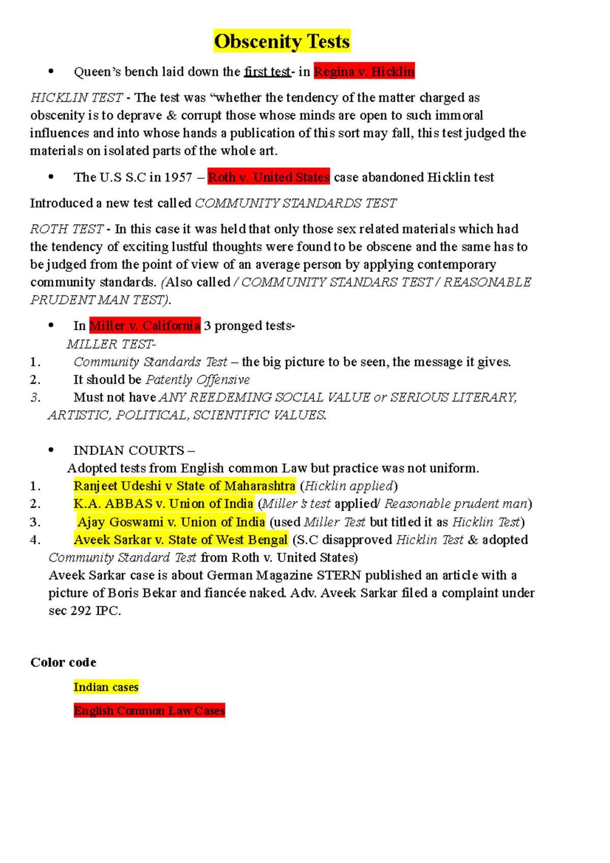 Obscenity Tests for cases of IPC - Obscenity Tests Queen’s bench laid ...