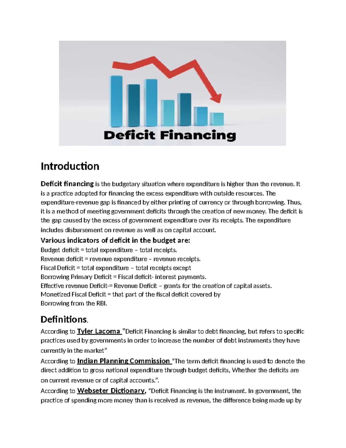 It's mine - File - Introduction Deficit financing is the budgetary ...