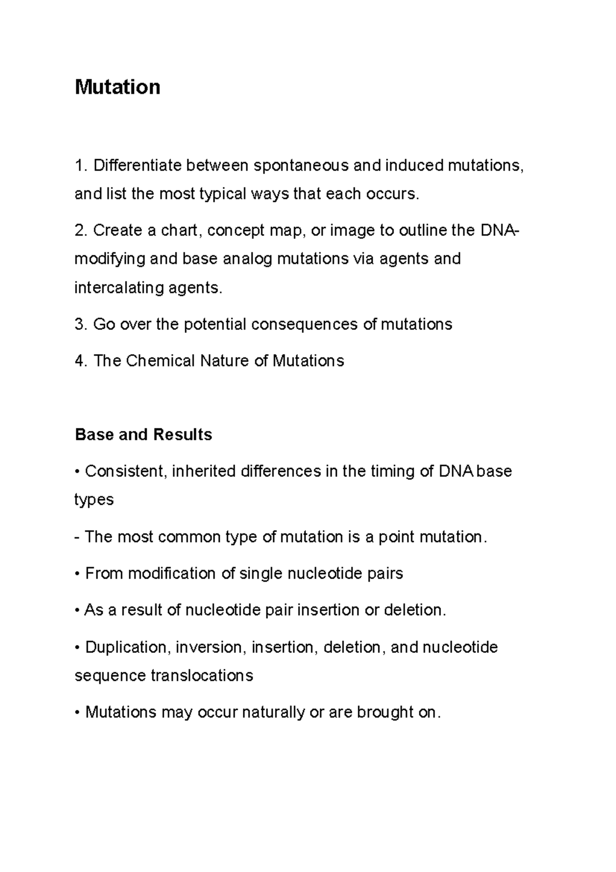 Mutations - Sneha Shah - Mutation Differentiate between spontaneous and ...