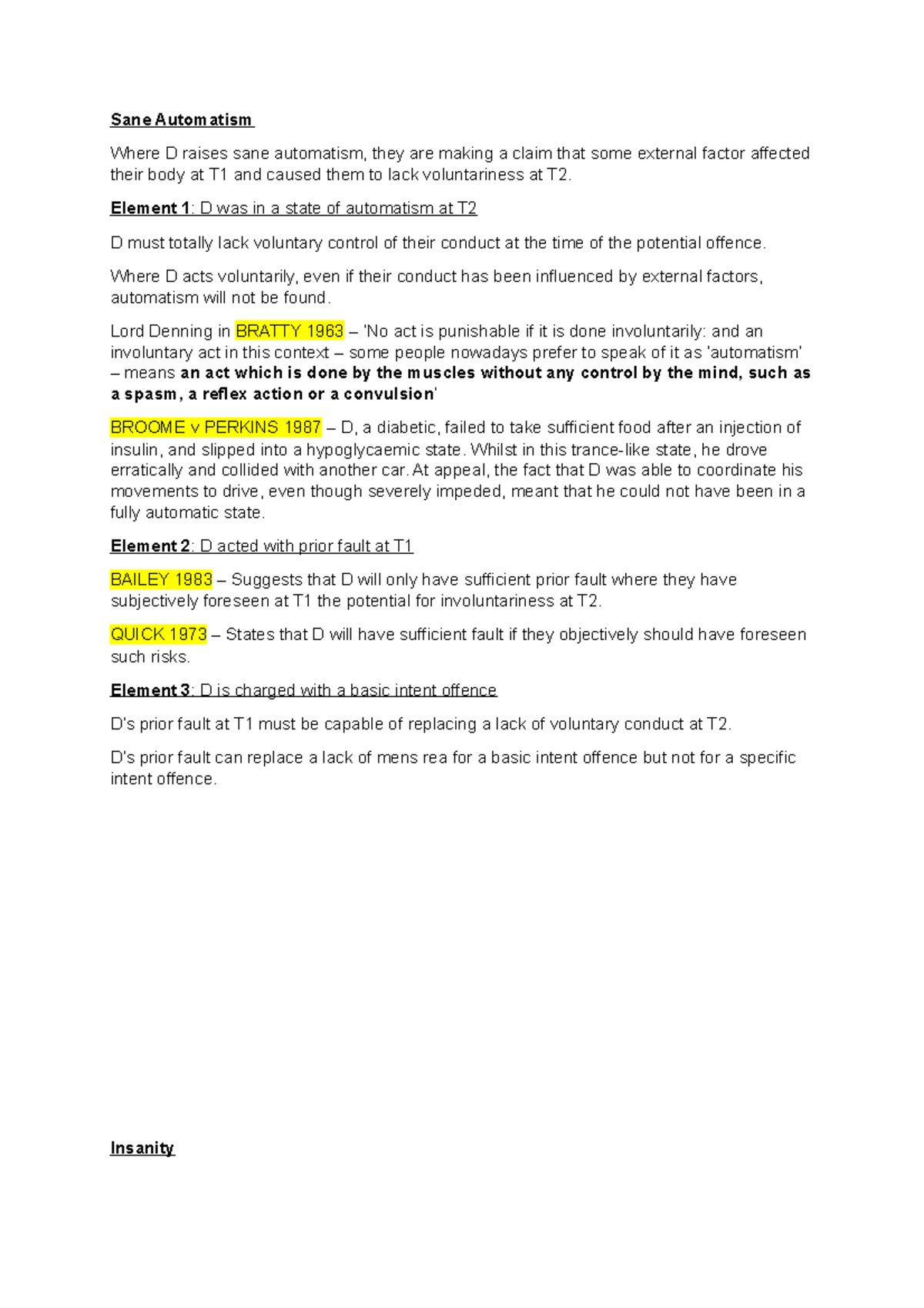 Sane Automatism - Sane Automatism Where D raises sane automatism, they ...