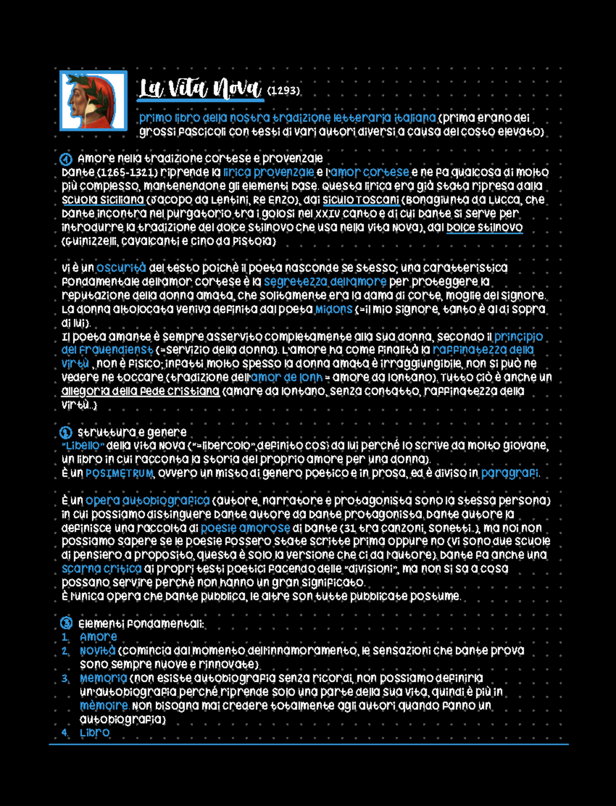 Appunti Vita Nova- Dante Alighieri - La Vita Nova (1293) primo libro ...