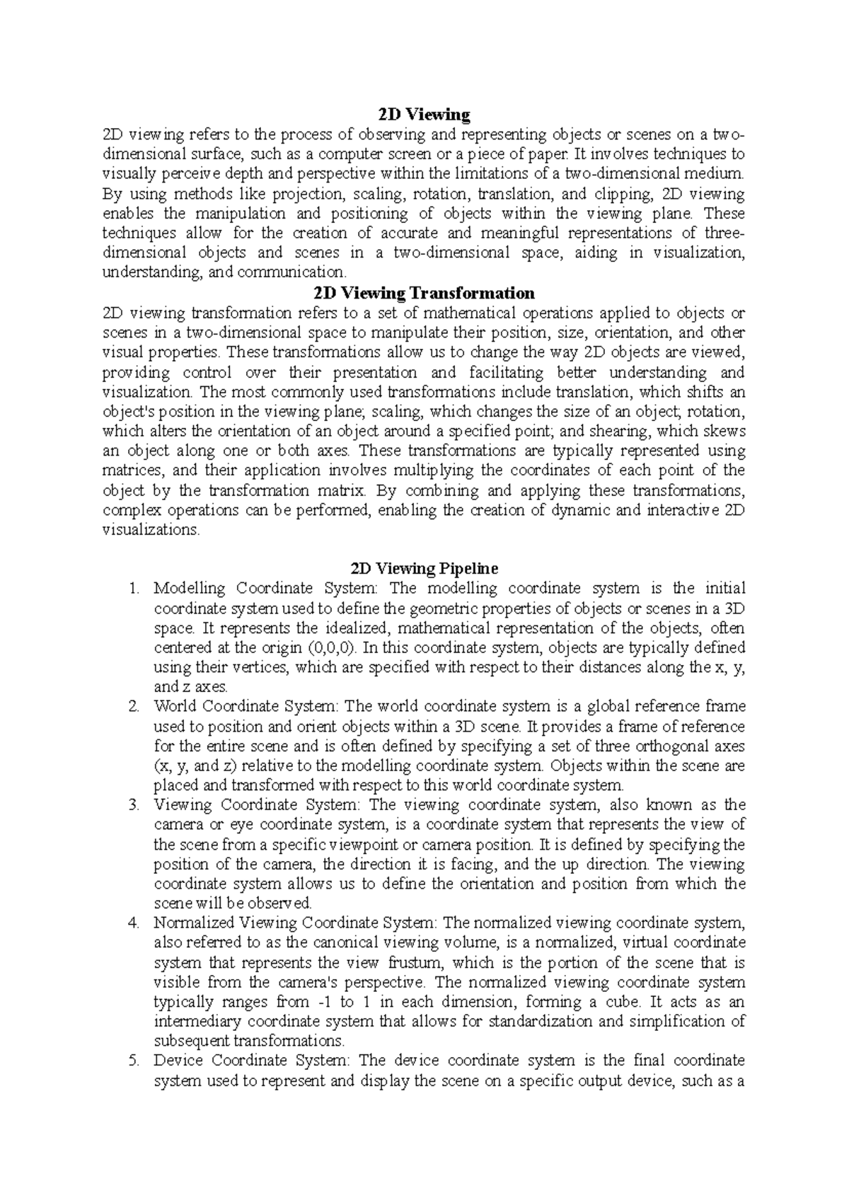 2D Viewing - 2D Viewing 2D viewing refers to the process of observing ...