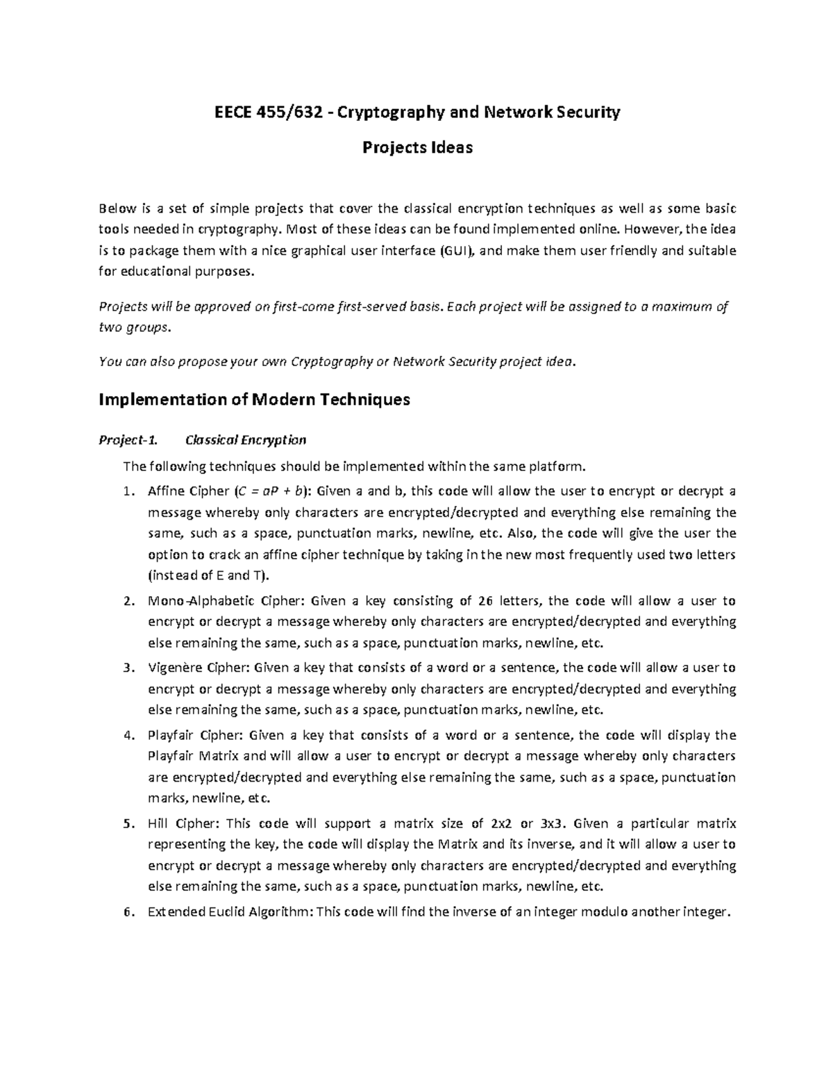 Project Ideas FA19 - hi this is eece - EECE 455/632 - Cryptography and Network Security Projects ...