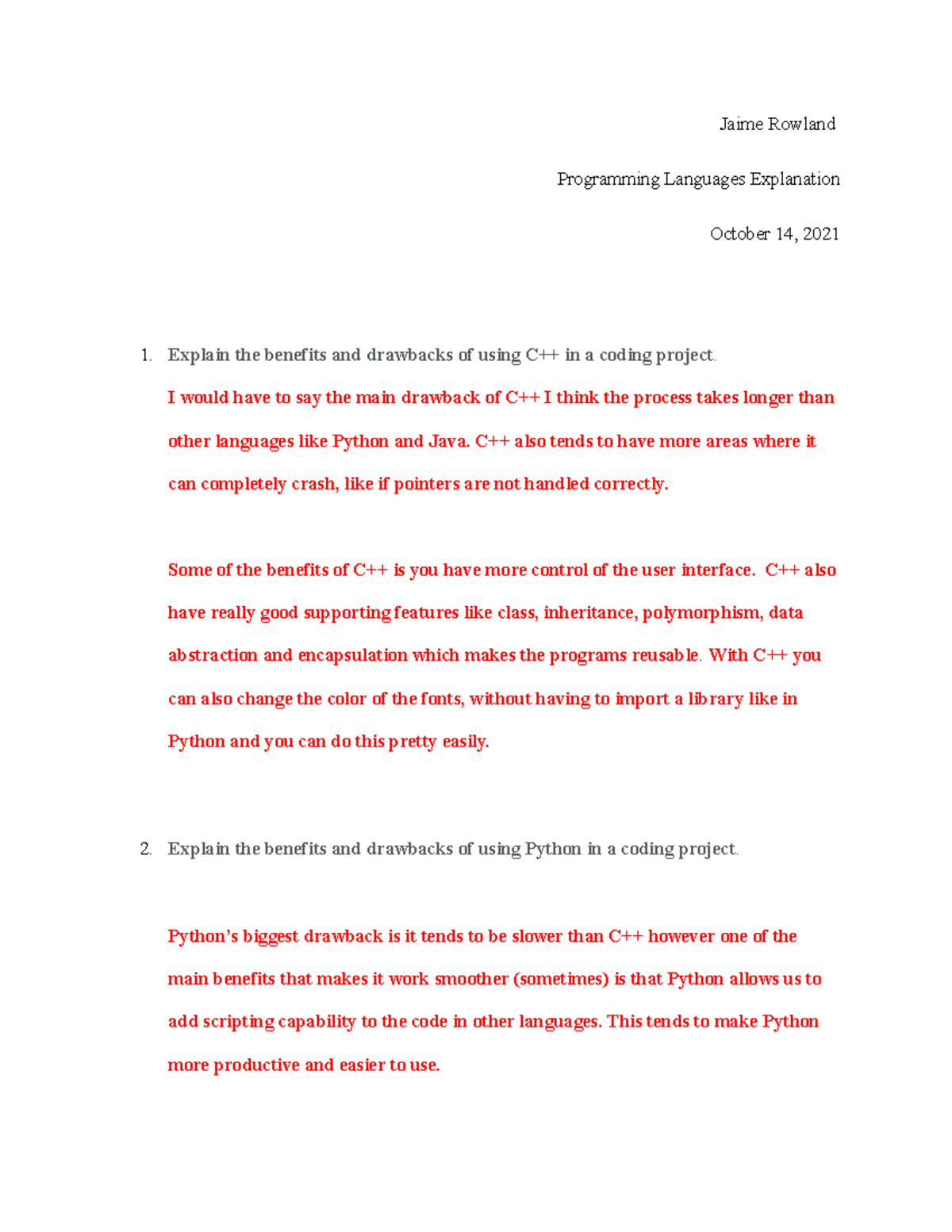 Jaime Rowland Programming Languages Explanation - Jaime Rowland Programming Languages ...