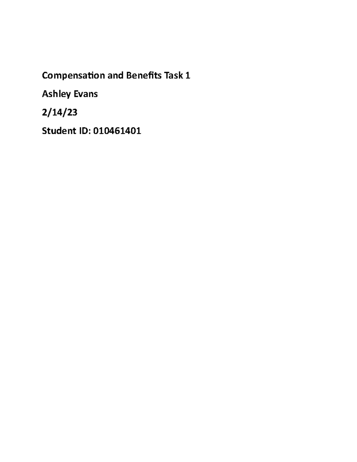 Compensation and Benefits Task 1 - Revise the Current Job-Value ...