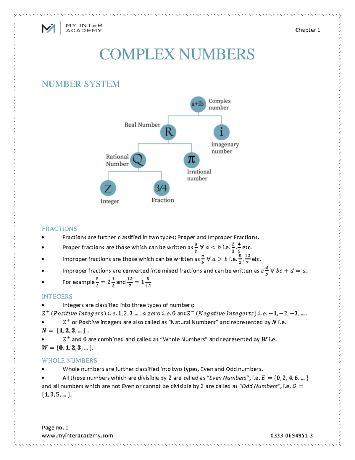8c67fdc55b71c21e2975260 a50f02026 - Page no. 1 COMPLEX NUMBERS NUMBER ...