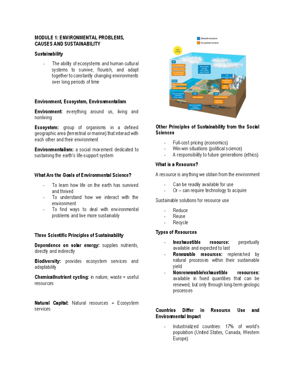 Modules 1-6 GEE 1 - Lecture notes 1-6 - MODULE 1: ENVIRONMENTAL ...