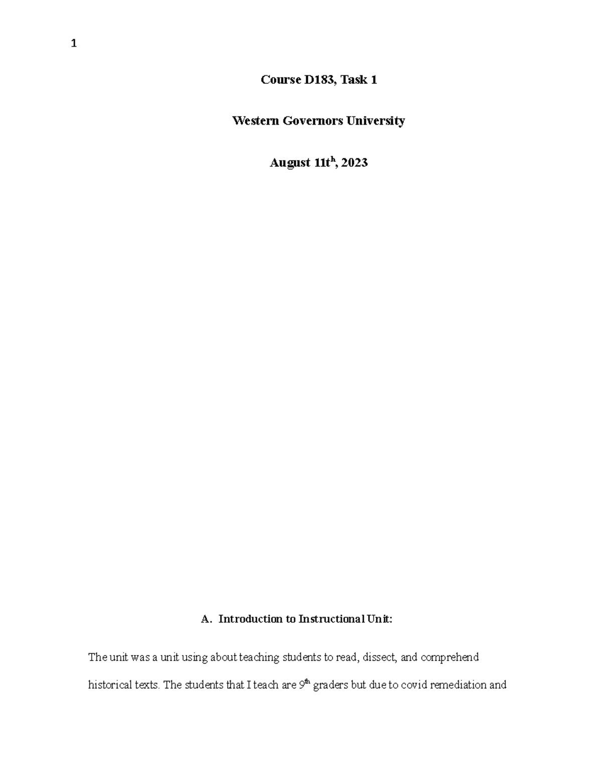 D183 Task 1 - Task 1 - D183 - WGU - Studocu