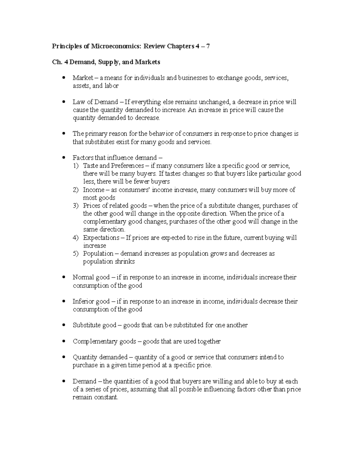 Micro - Chapter 4-7 - Principles of Microeconomics: Review Chapters 4 ...