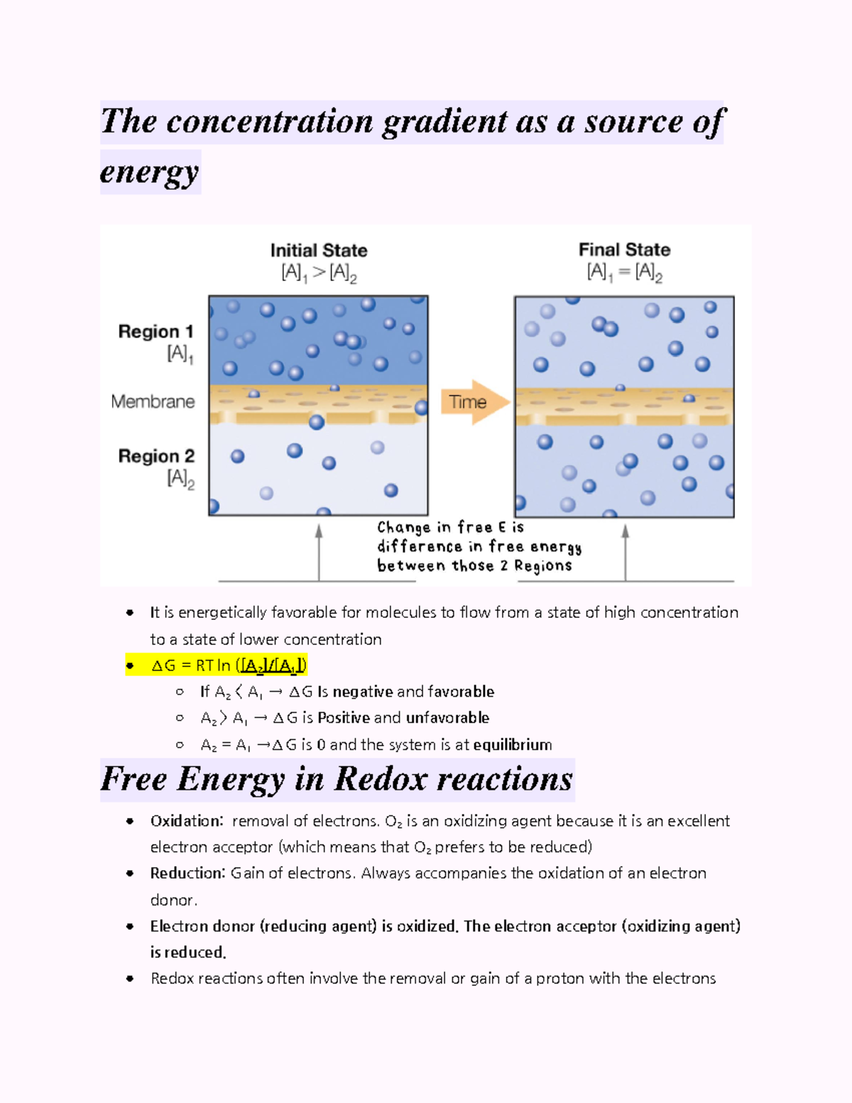 Week 2- Chapter 3- Chapter 4 - The concentration gradient as a source ...