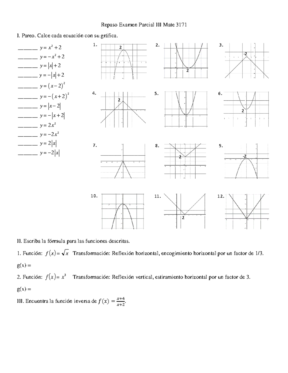 Repaso para el tercer parcial MATE3171 - Repaso Examen Parcial III Mate ...