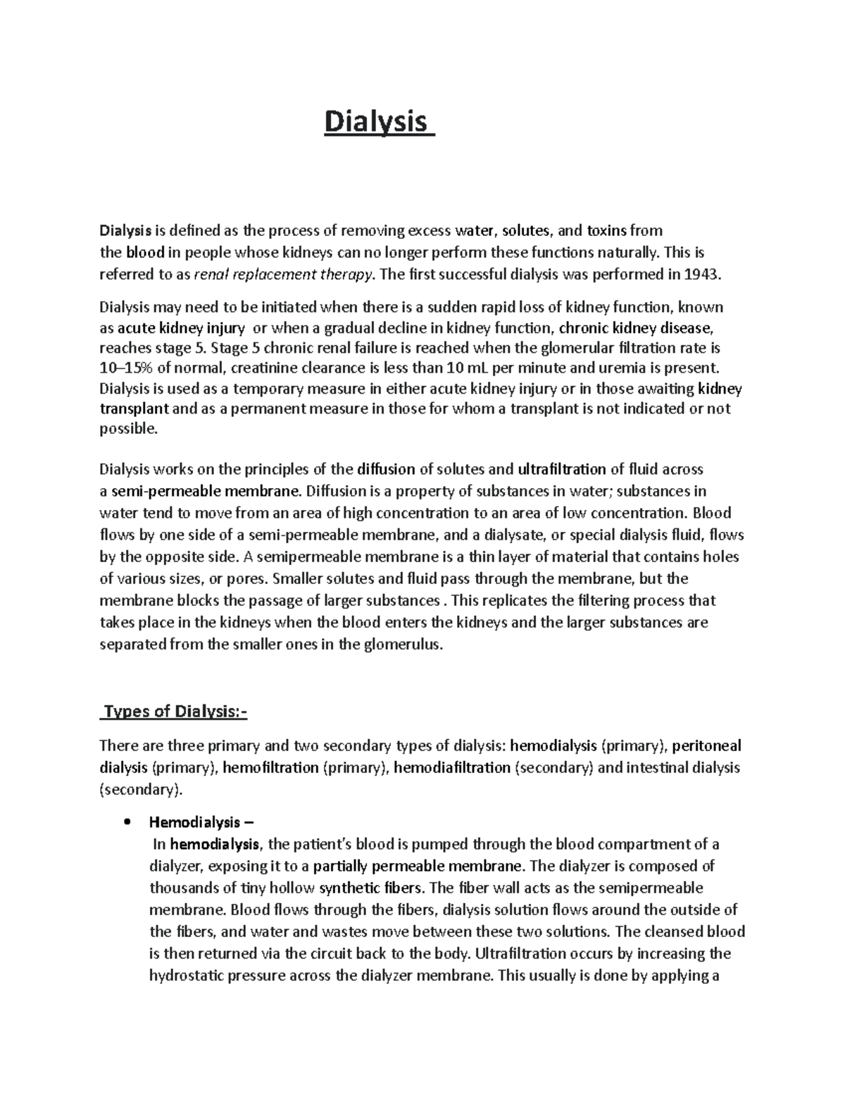 Dialysis Complete Information About Dialysis And Its