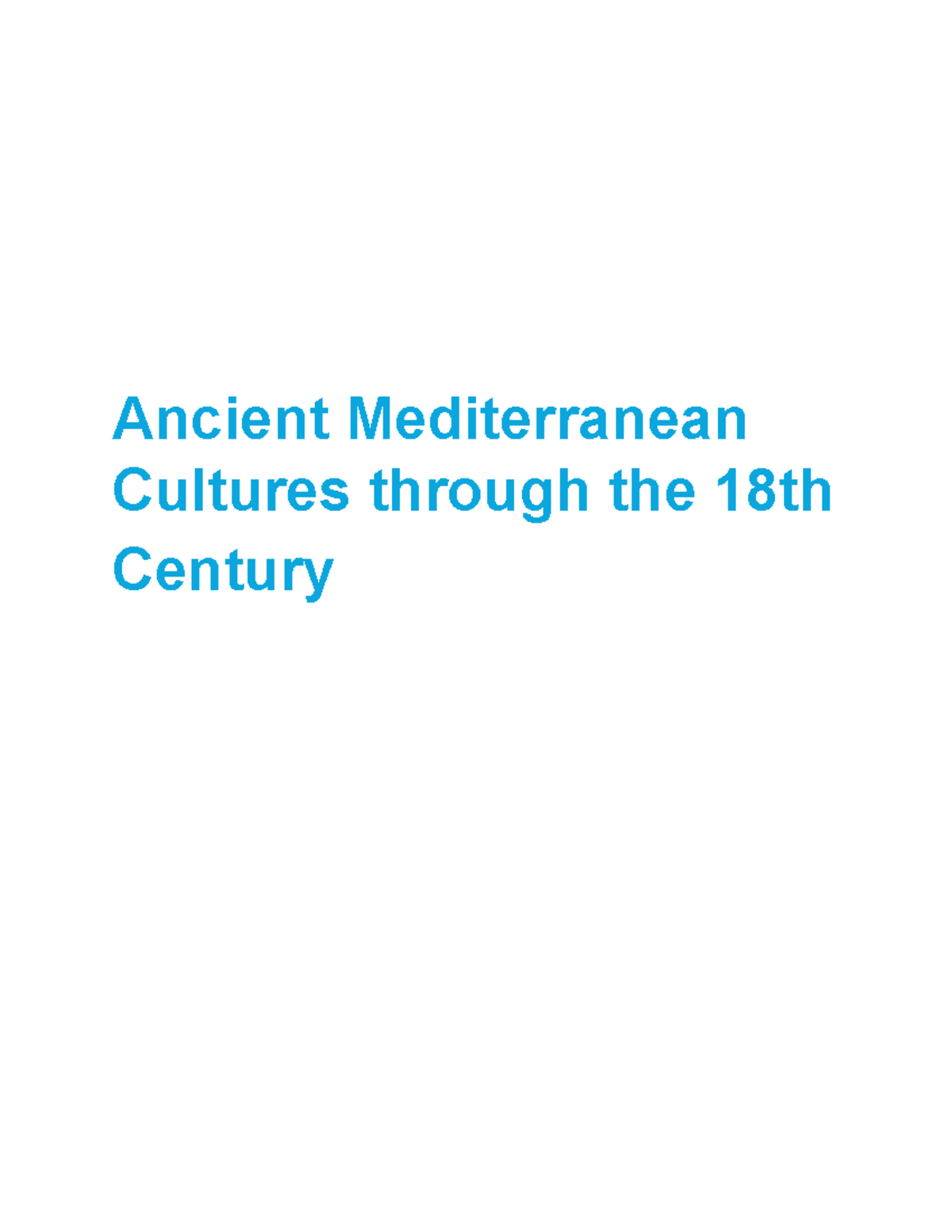 353010 - Ancient Mediterranean Cultures through the 18th Century Art ...