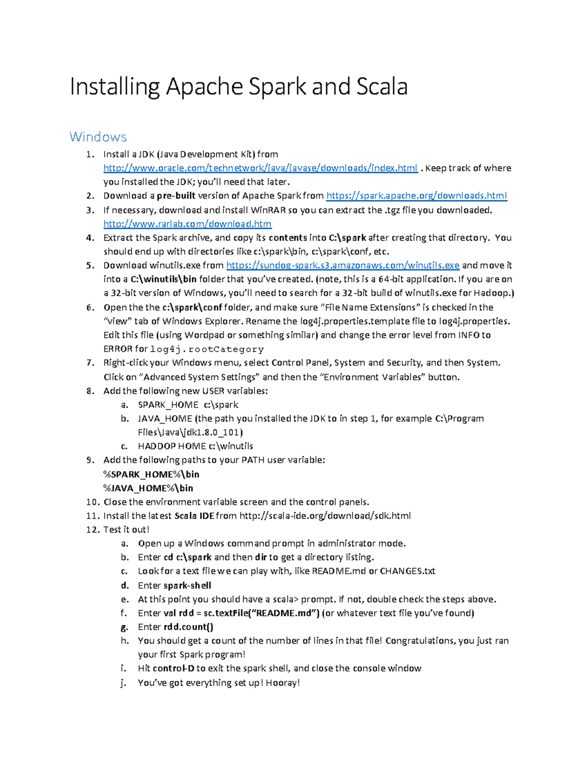 Spark-install - Summary Software Engineering - Installing Apache Spark ...