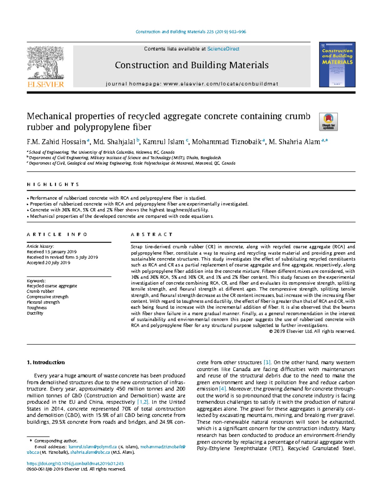 Shahjalal CBM Journal - Mechanical properties of recycled aggregate ...