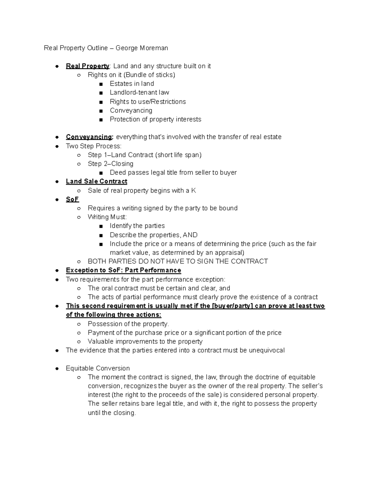 Real Property US - Real Property Outline – George Moreman Real Property ...