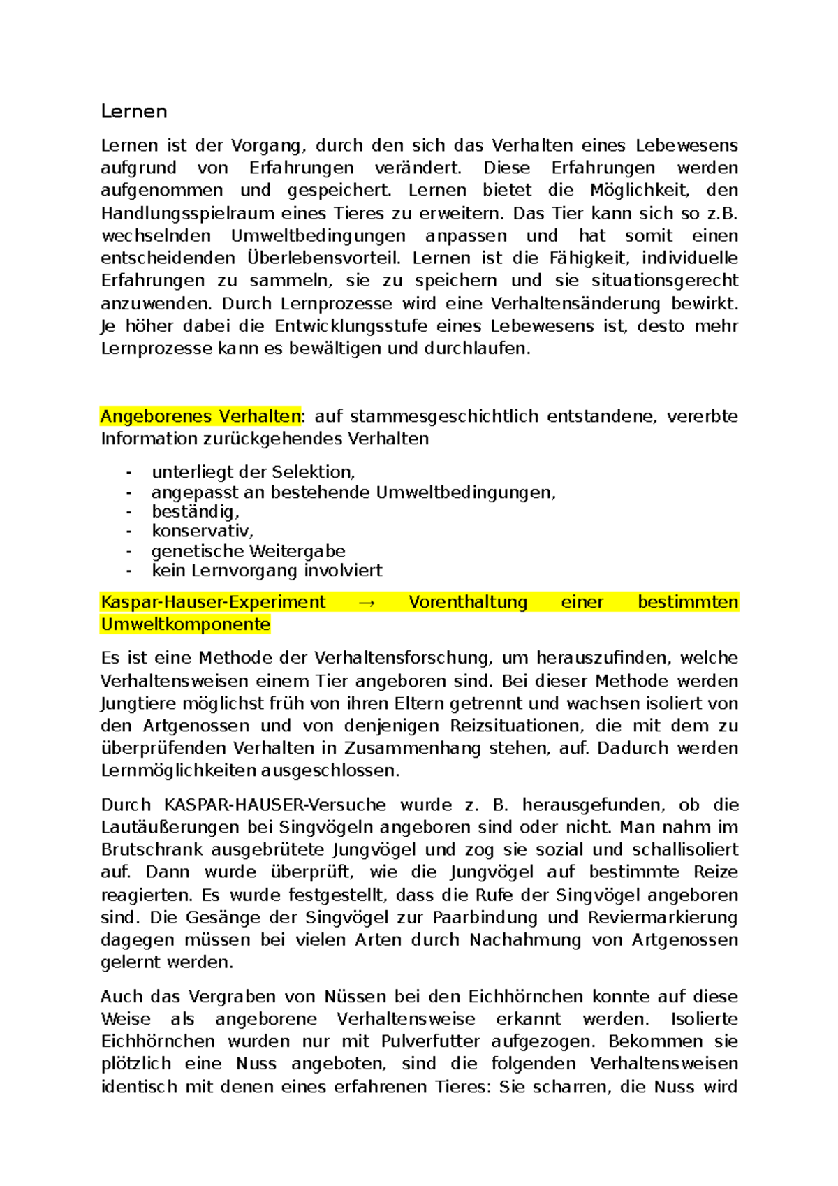 Lernen und Lernformen - Lernen Lernen ist der Vorgang, durch den sich ...