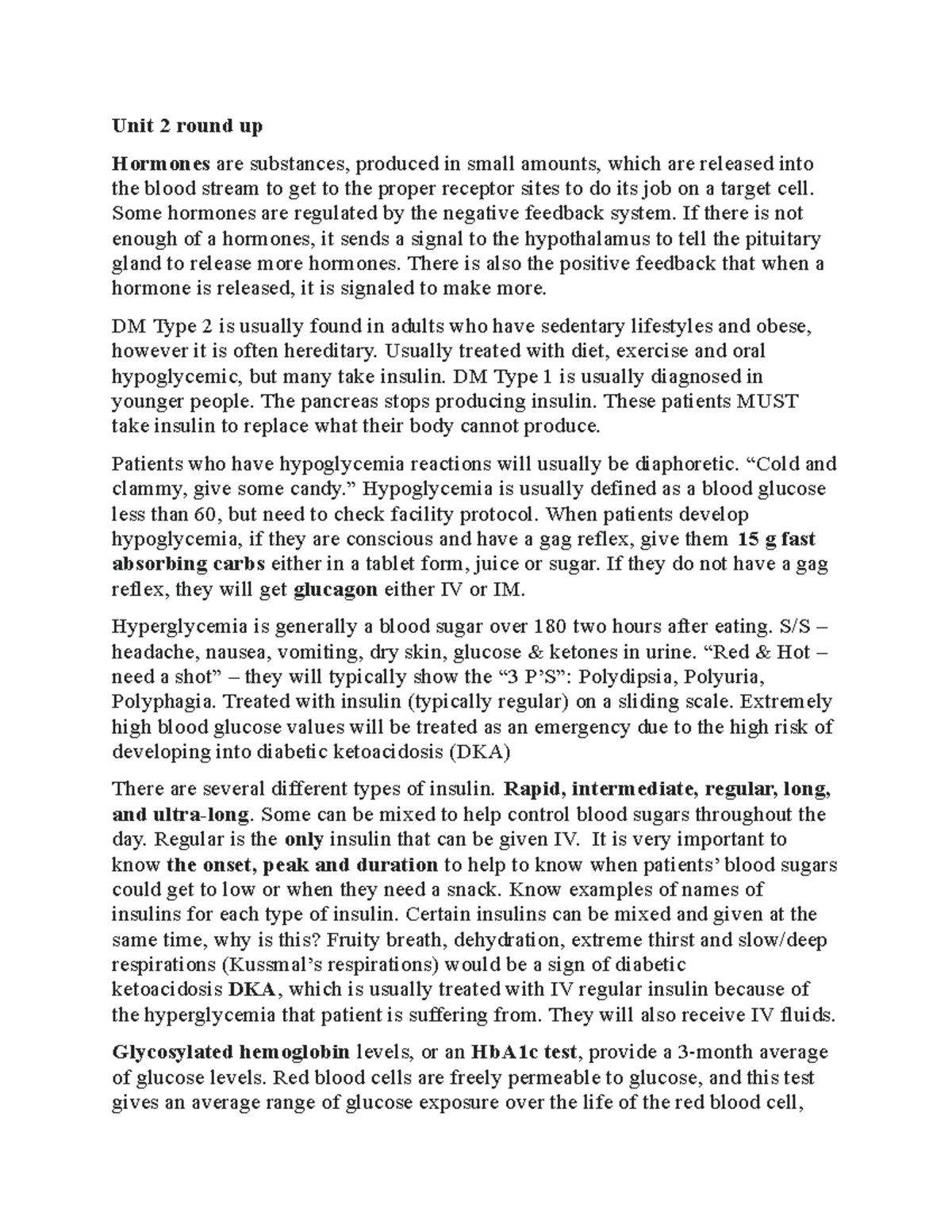 Unit 2 roundup NU141 - Unit 2 pharm summary which helped prep for ...