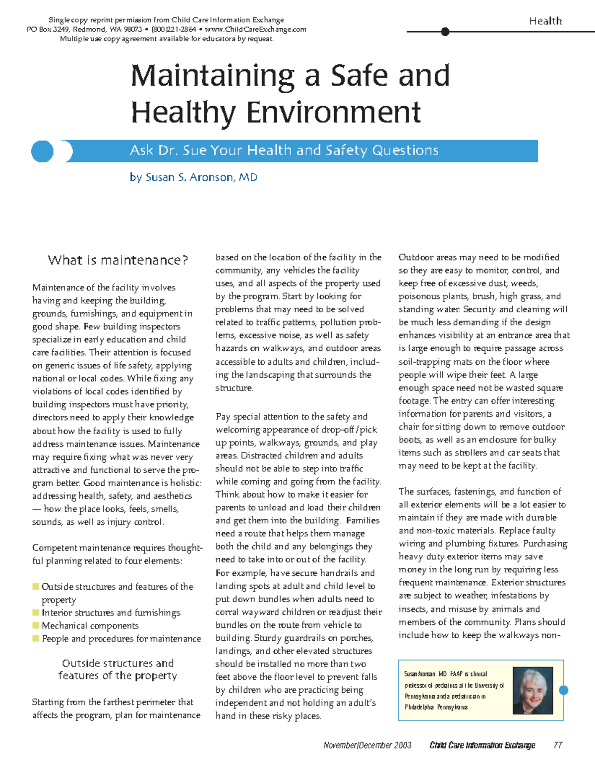 CDAwith Class Maintaining Safe Healthy Environment - Health November ...