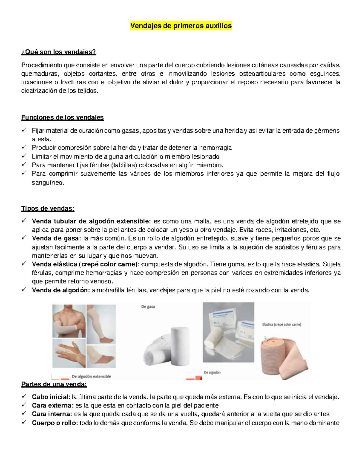 Vendajes de primeros auxilios - Vendajes de primeros auxilios ¿Qué son ...