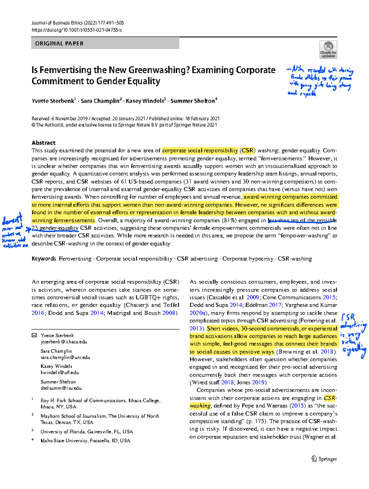 Is Femvertising the New Greenw - Vol.:(0123456789)1 3 Journal of ...