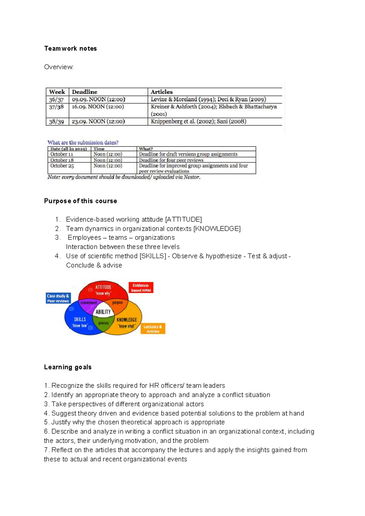 Teamwork notes - College-aantekeningen The first one's - Teamwork notes ...