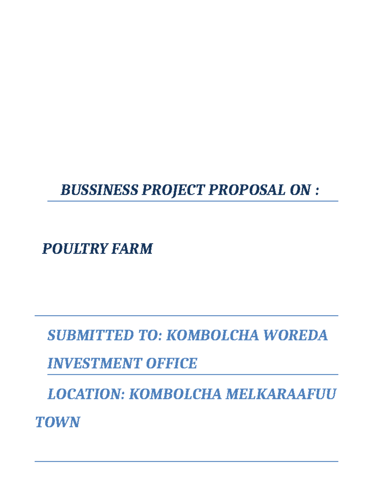 Wami poultry - Business plan - BUSSINESS PROJECT PROPOSAL ON : POULTRY ...