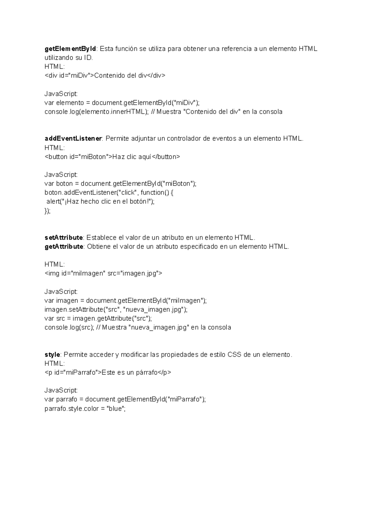 Metodos HTML-Java Script - getElementById: Esta función se utiliza para ...