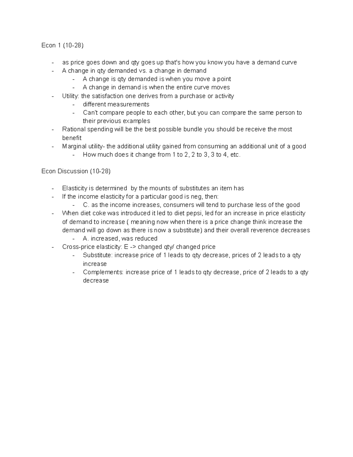 Econ 1 - Professor Meredith Helen Crane - Econ 1 (10-28) as price goes ...