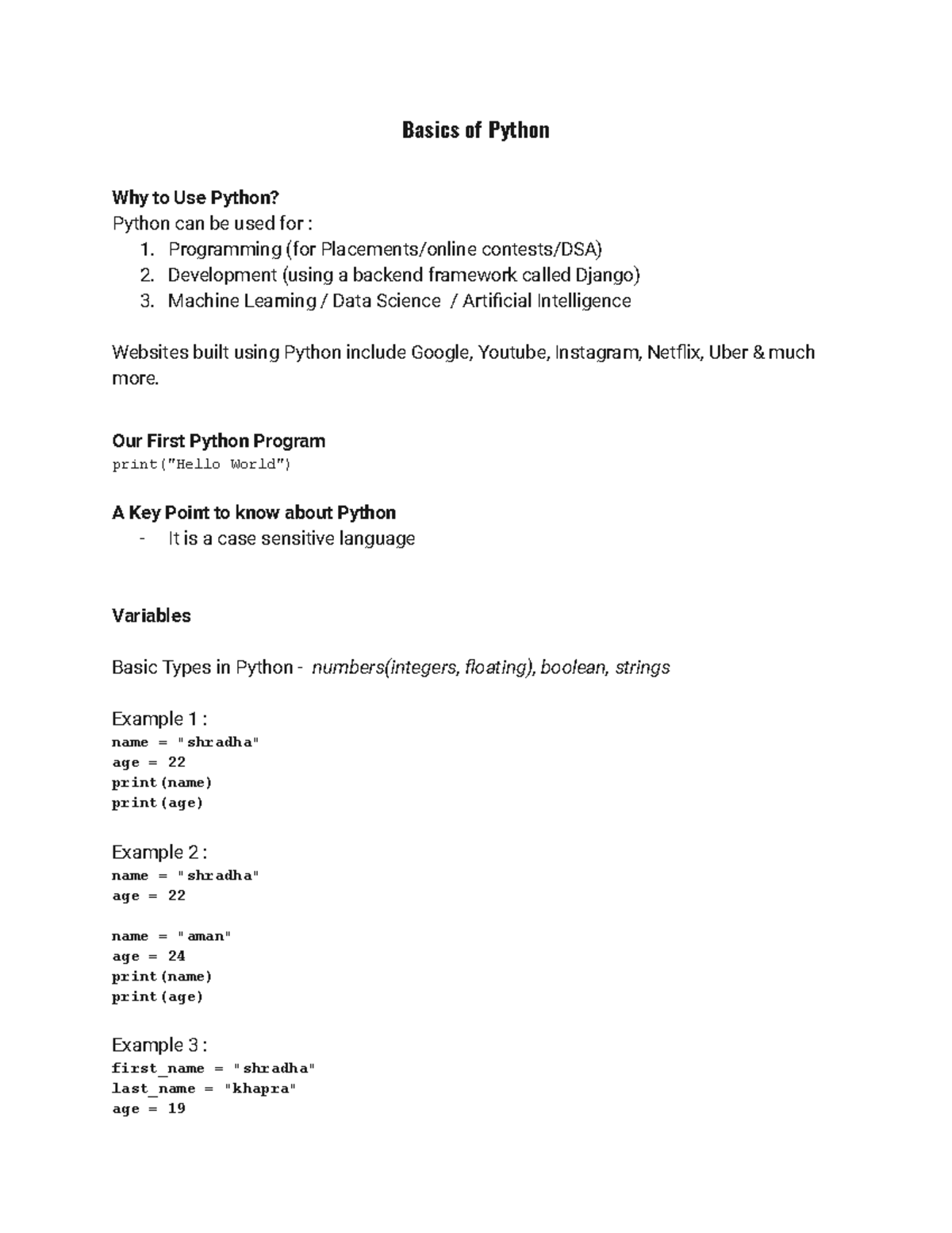 Basics Of Python Basics Of Python Why To Use Python Python Can Be
