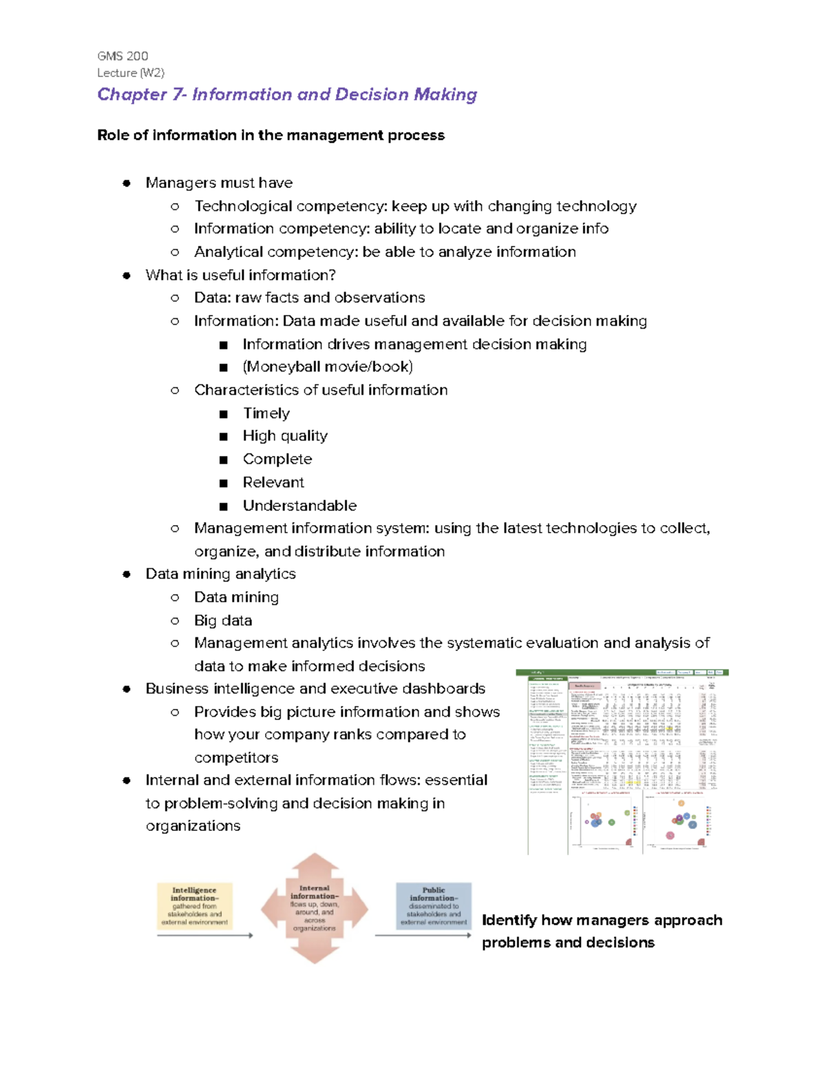 Ch7 Information and Decision Making (W2) - GMS 200 Lecture (W2) Chapter ...