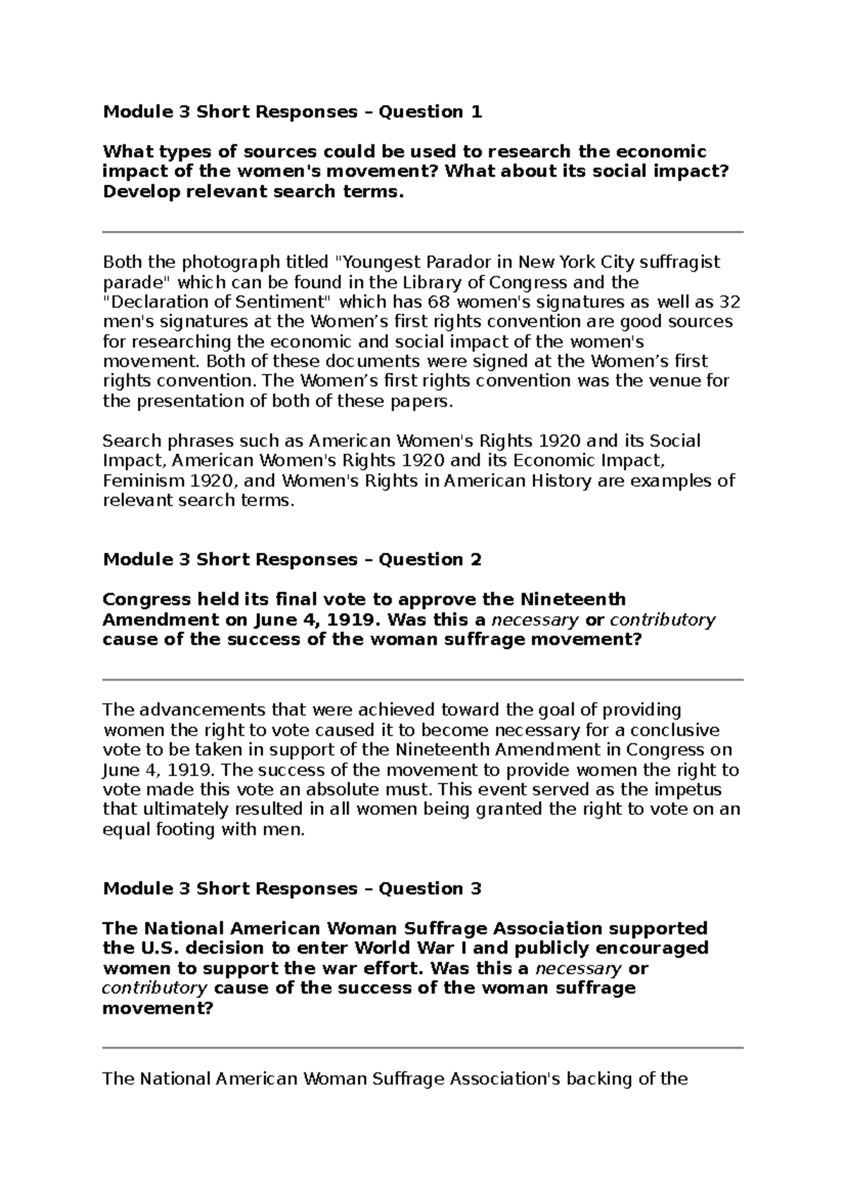 3-1 Module Three Short Responses - Module 3 Short Responses – Question ...