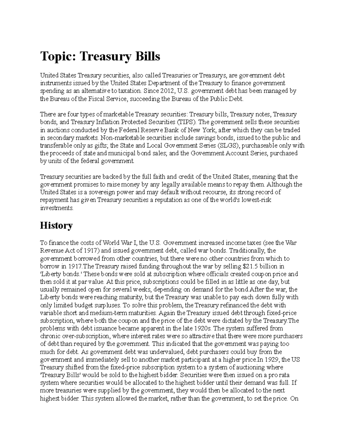 Treasury Bills - Topic: Treasury Bills United States Treasury ...