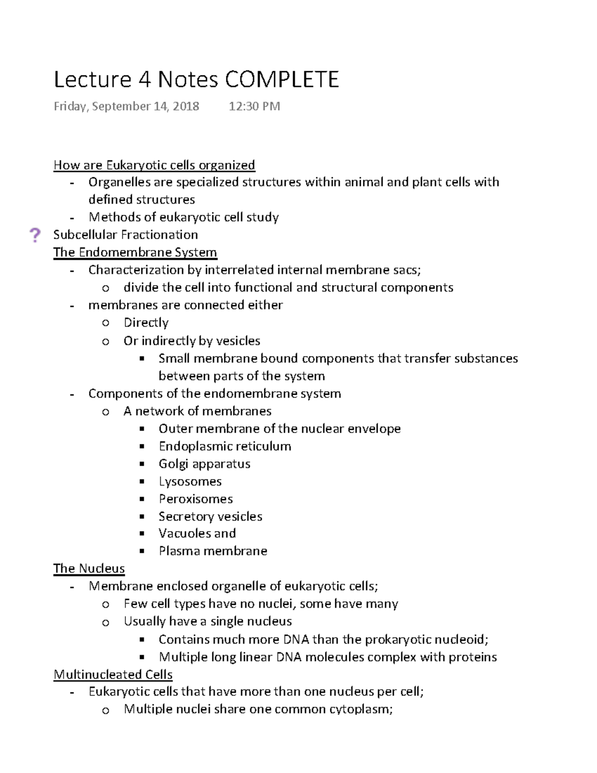 Lecture 4 Notes Complete - Lecture 4 Notes COMPLETE Friday, September ...