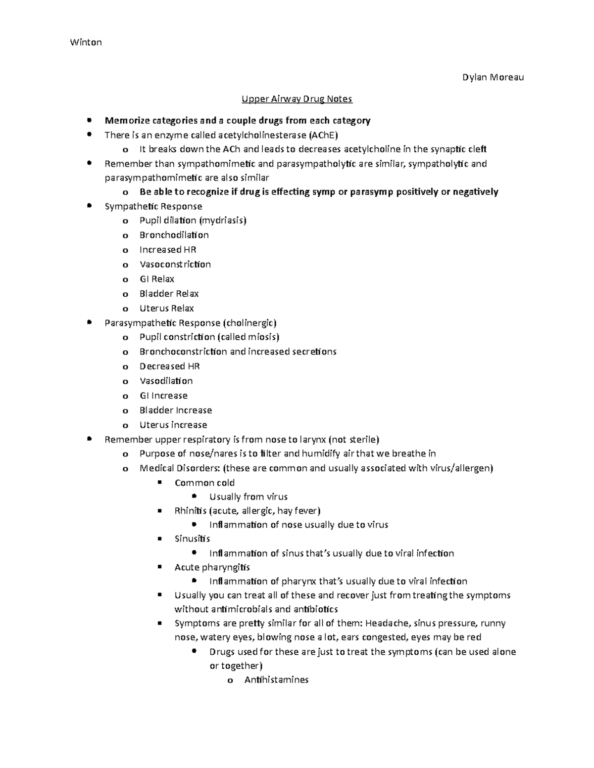 Upper airway drug notes - Dylan Moreau Upper Airway Drug Notes Memorize ...