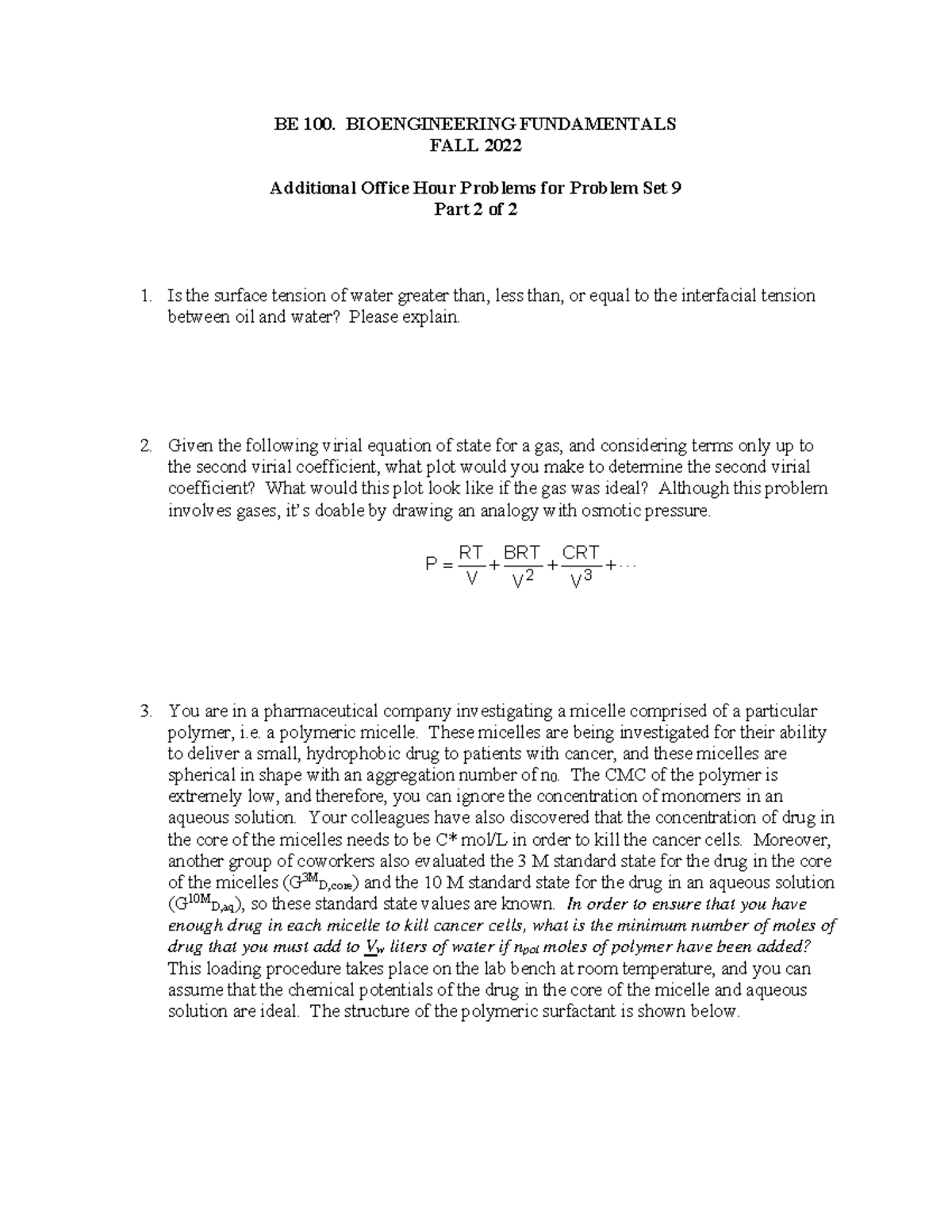 Bioengineering 100 - Office hours for problem set 9 pt 2 of 2 - BE 100 ...