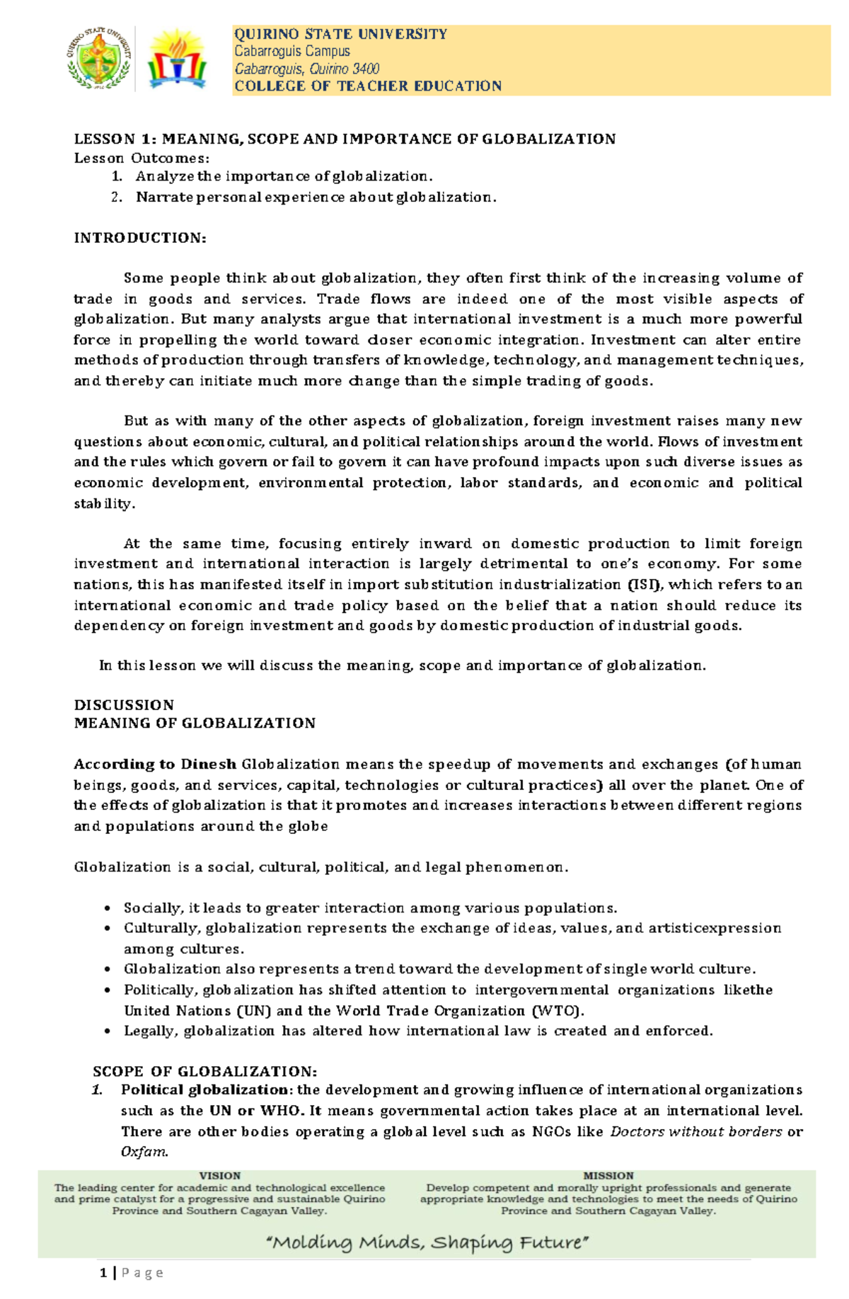 GE 3 Lesson 1 4 - Module - Cabarroguis Campus Cabarroguis, Quirino 3400 ...