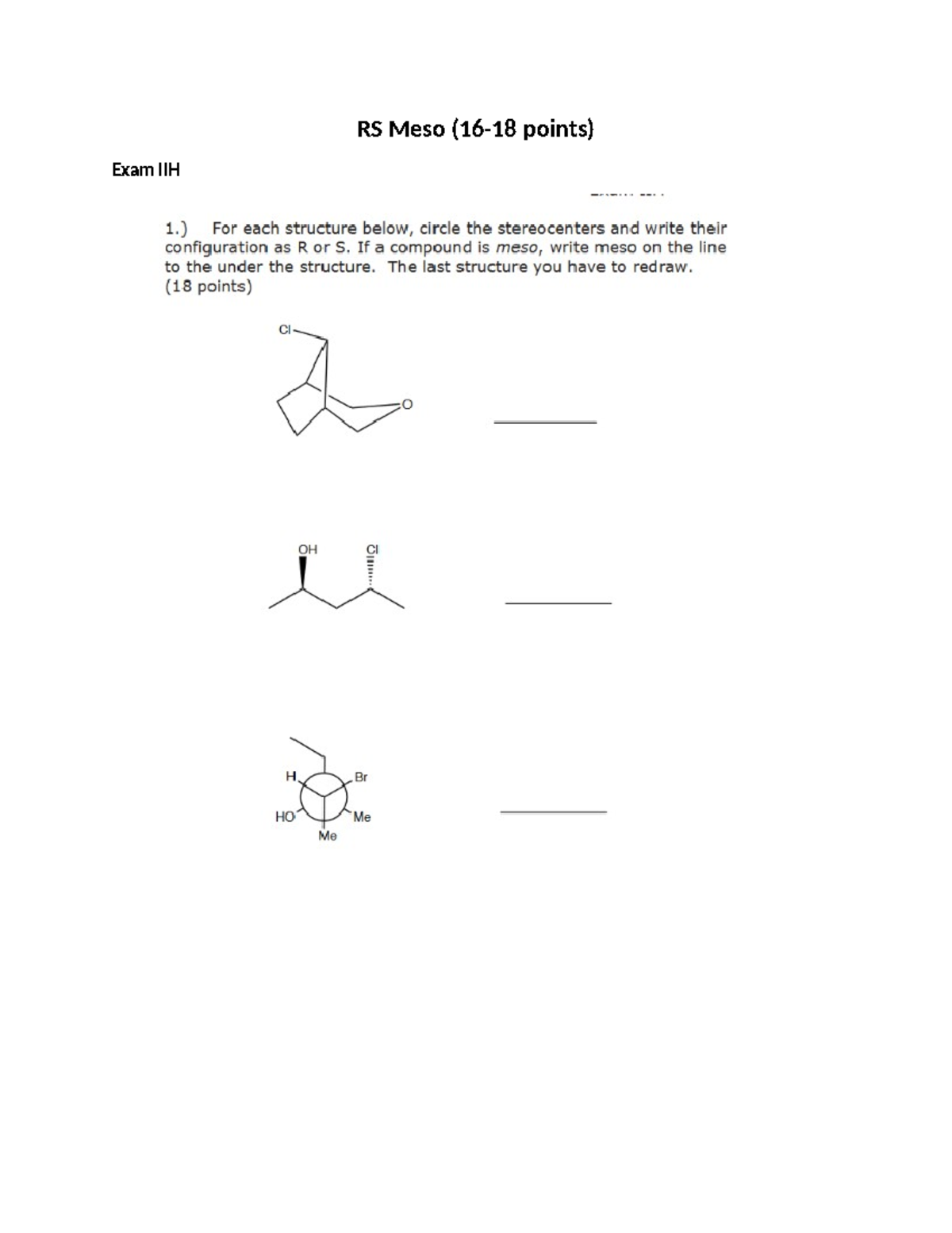 Rsmeso - Practice - CHEM 343 - RS Meso (16-18 points) Exam IIH Exam ...