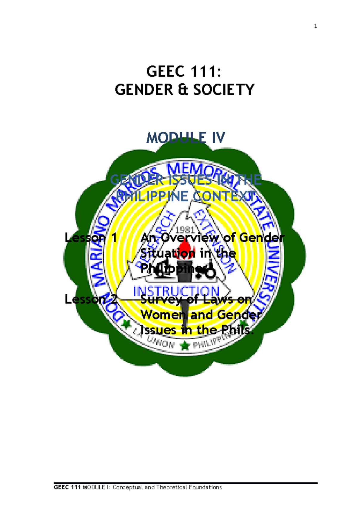 GEEC-111.-Gender.-Module-4 - Copy - GEEC 111: GENDER & SOCIETY MODULE ...