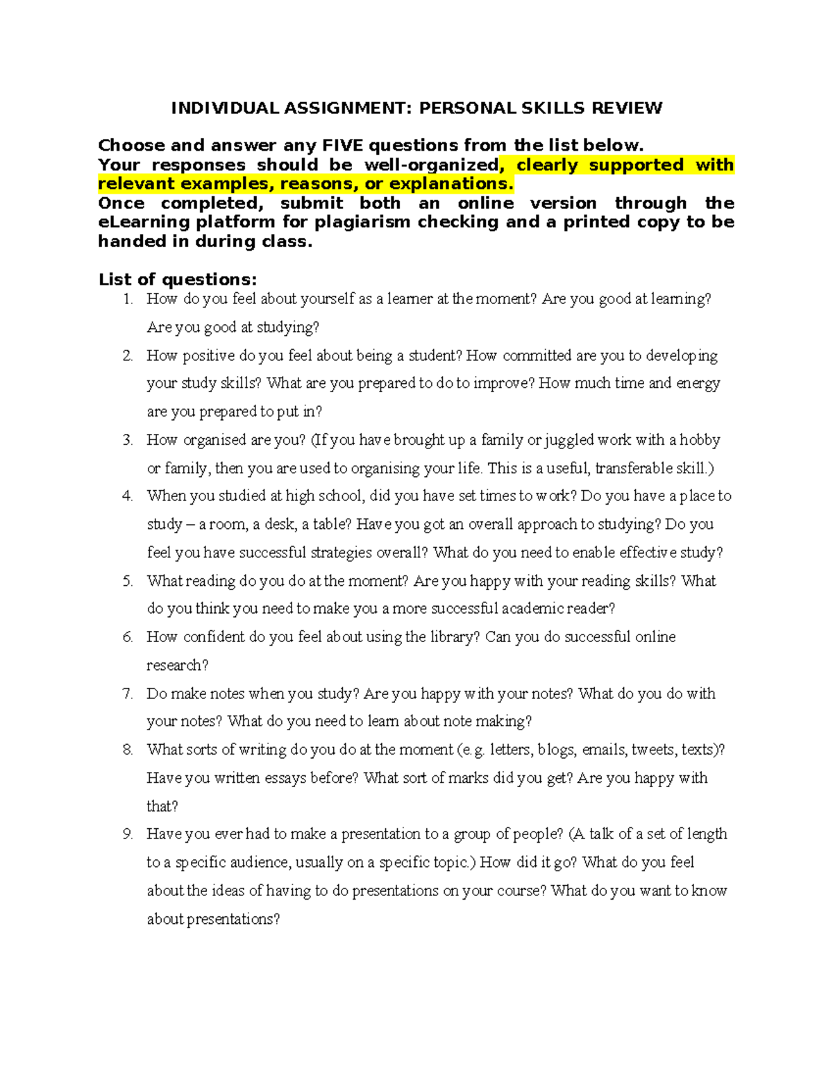 [ Individual Assignment] Personal Skills Review - INDIVIDUAL ASSIGNMENT ...