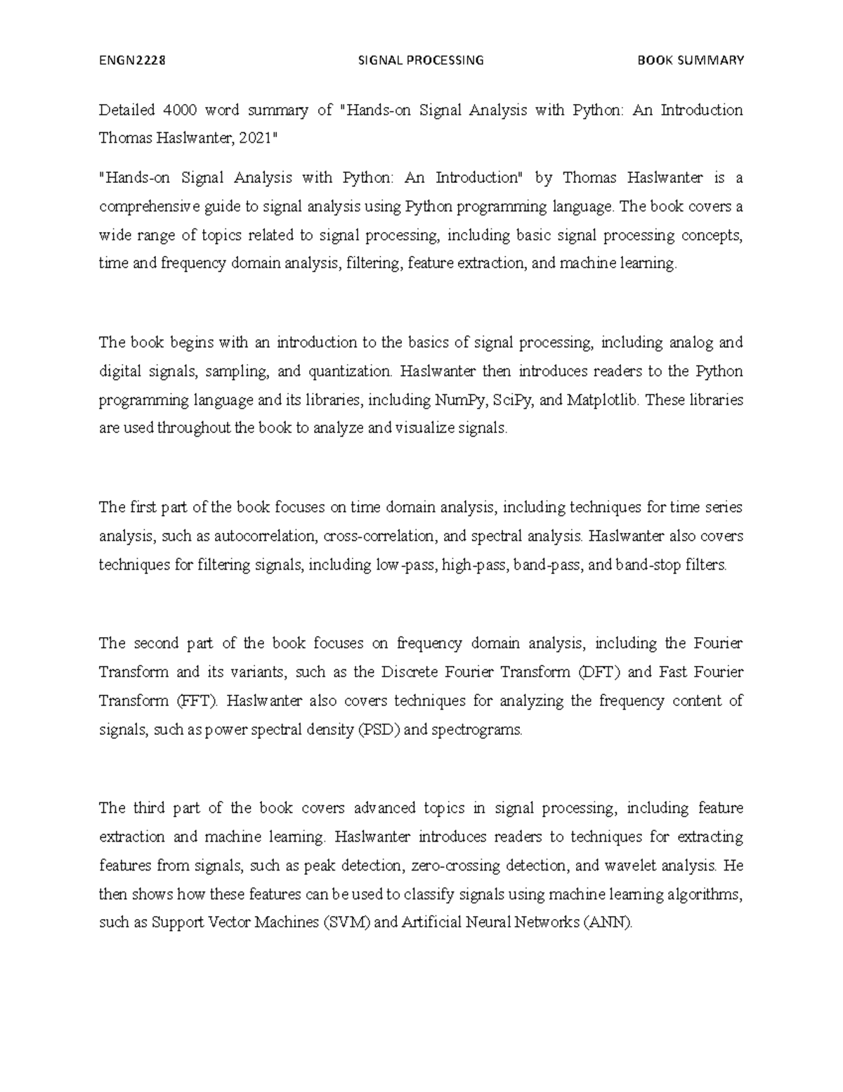 Detailed ummary of Hands-on Signal Analysis with Python An Introduction - Detailed 4000 word ...