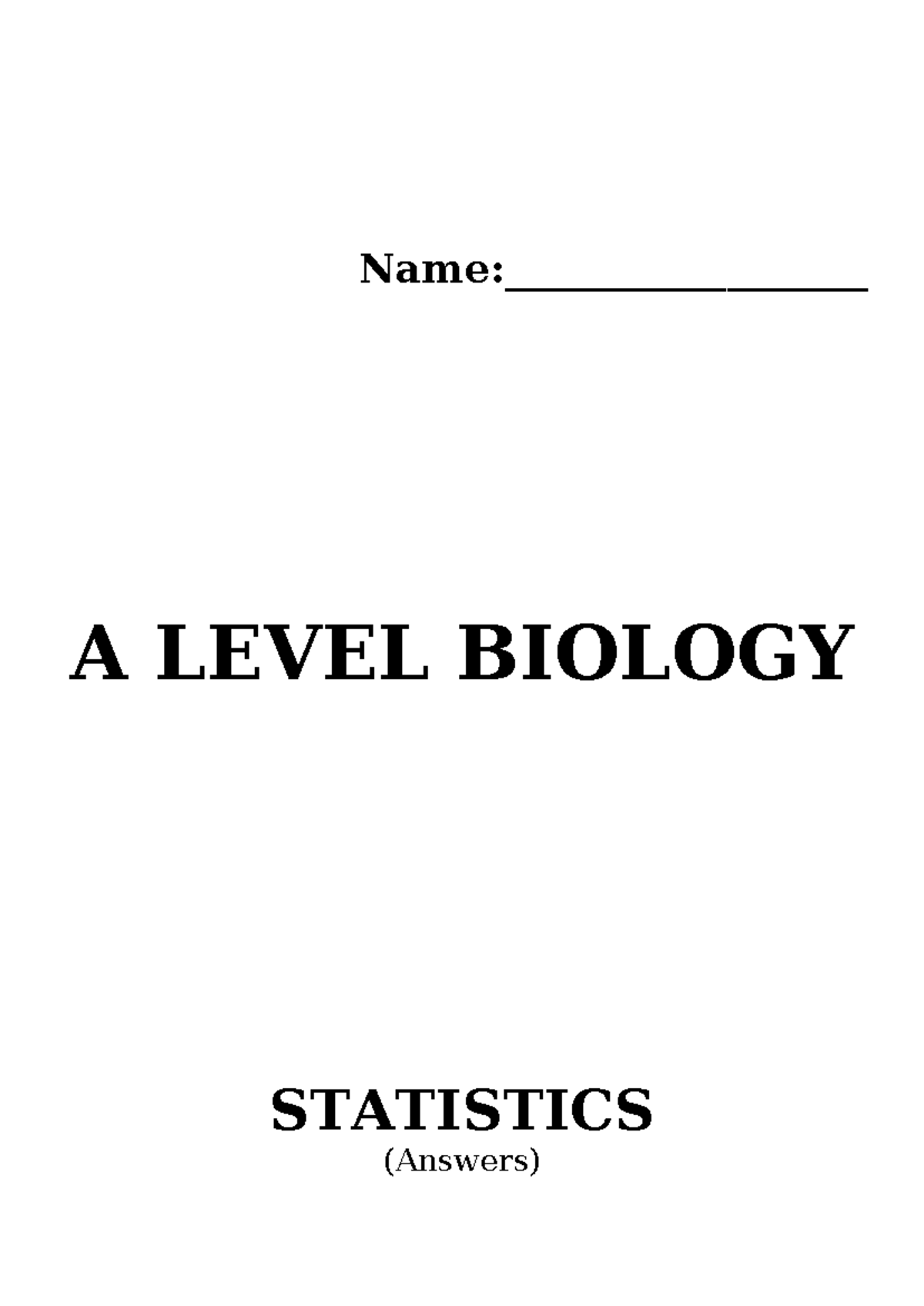 AS Biology Statistics Booklet Answers - Studocu