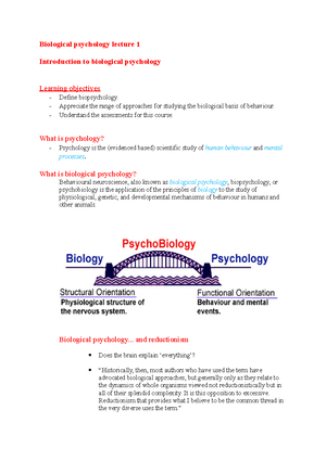 Biological Psychology enotes week 4 - Biological Psychology Course ...
