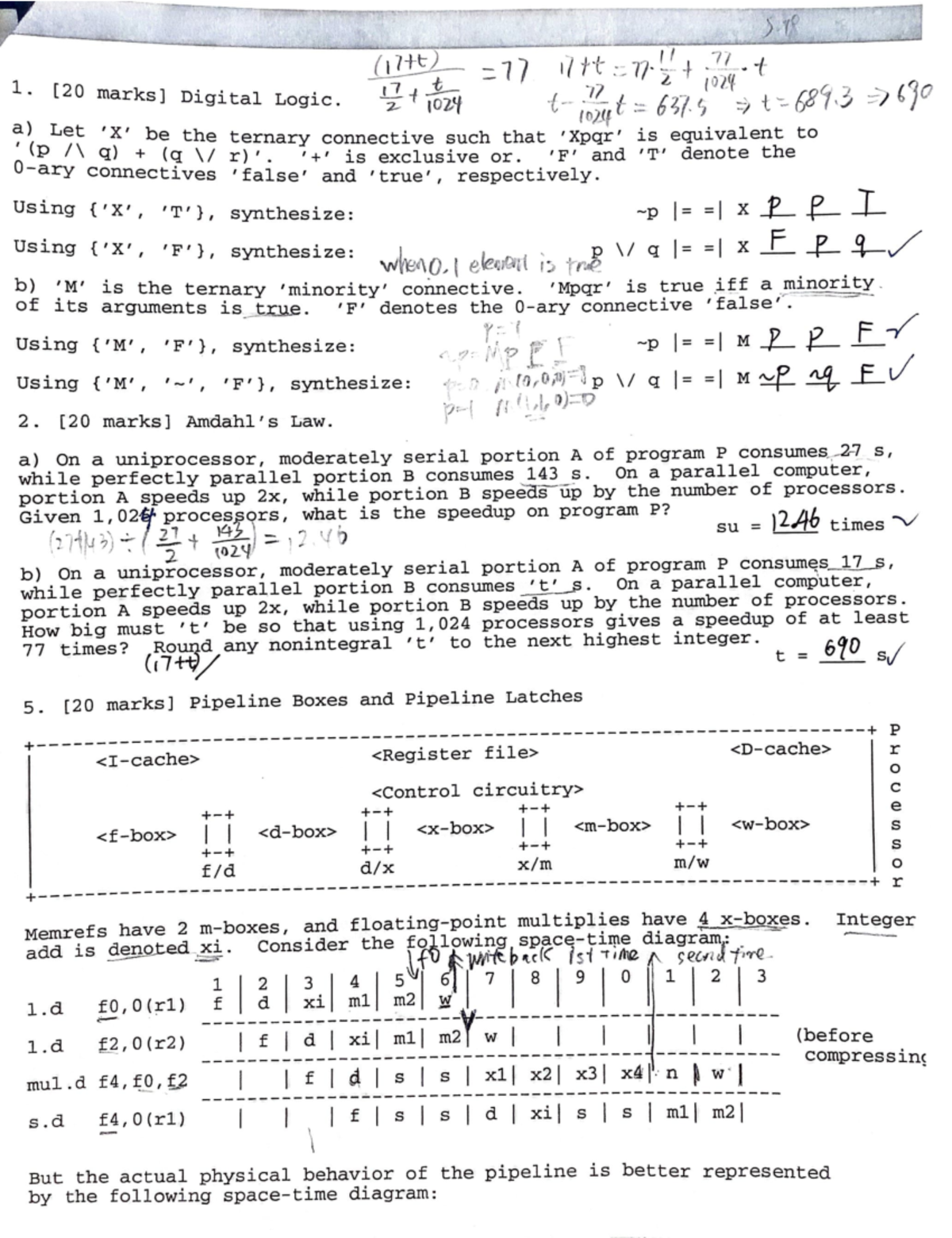 Midterm 2019 Fall - COMP 5201 Probst - = 17 17 tt .- : 77- +. 7 1... -{- [20 marks] Digital ...