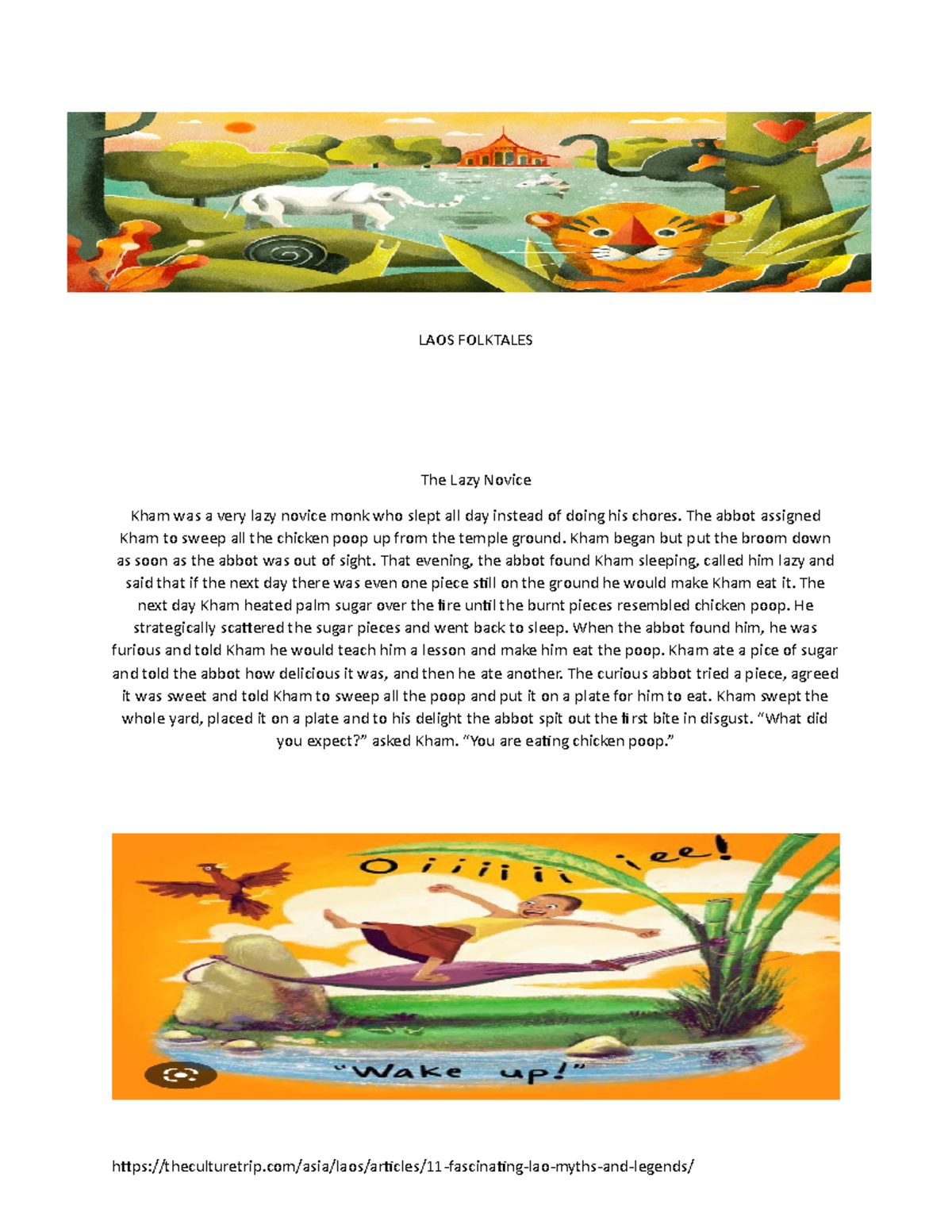 LAOS Folktales - LAOS FOLKTALES The Lazy Novice Kham was a very lazy ...