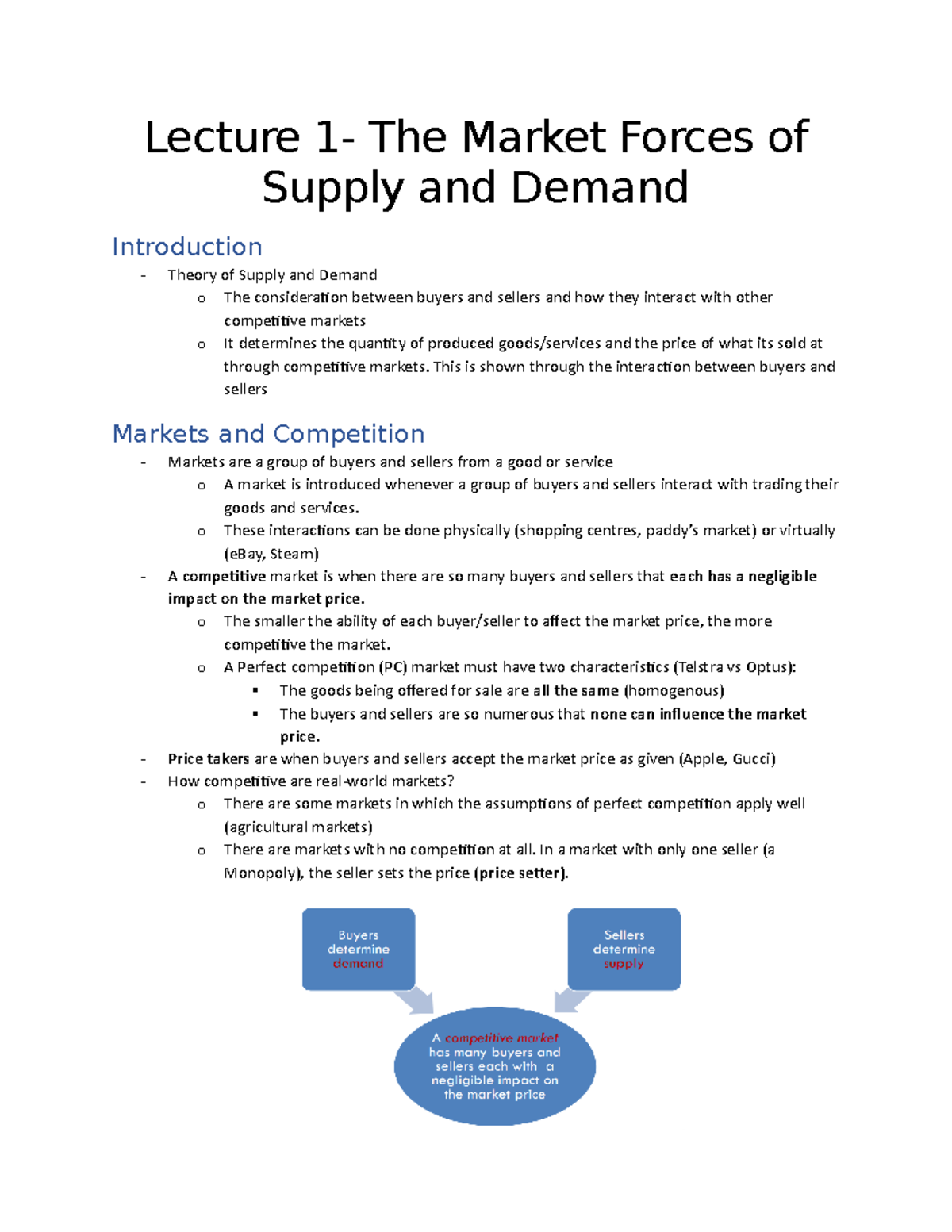 Economics Study Notes - Lecture 1- The Market Forces of Supply and ...