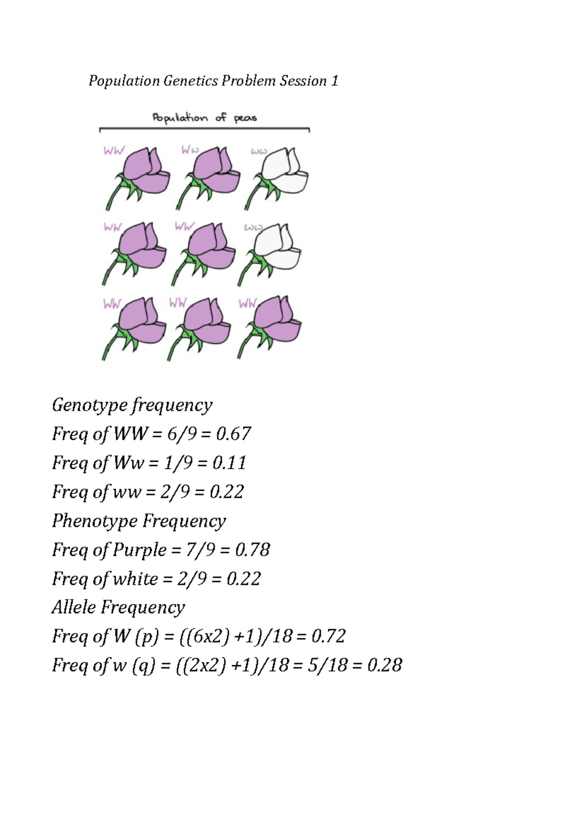 Population Genetics Problems 1 with answers - Population Genetics ...